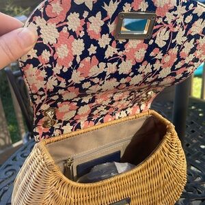 Talbots | Bags | Nwt Talbots Bag Bamboo Handle Beautiful Basket Weave ...